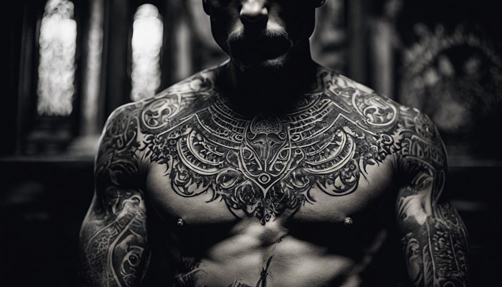 10 Best Black and White Chest Tattoo Designs - ai image generator