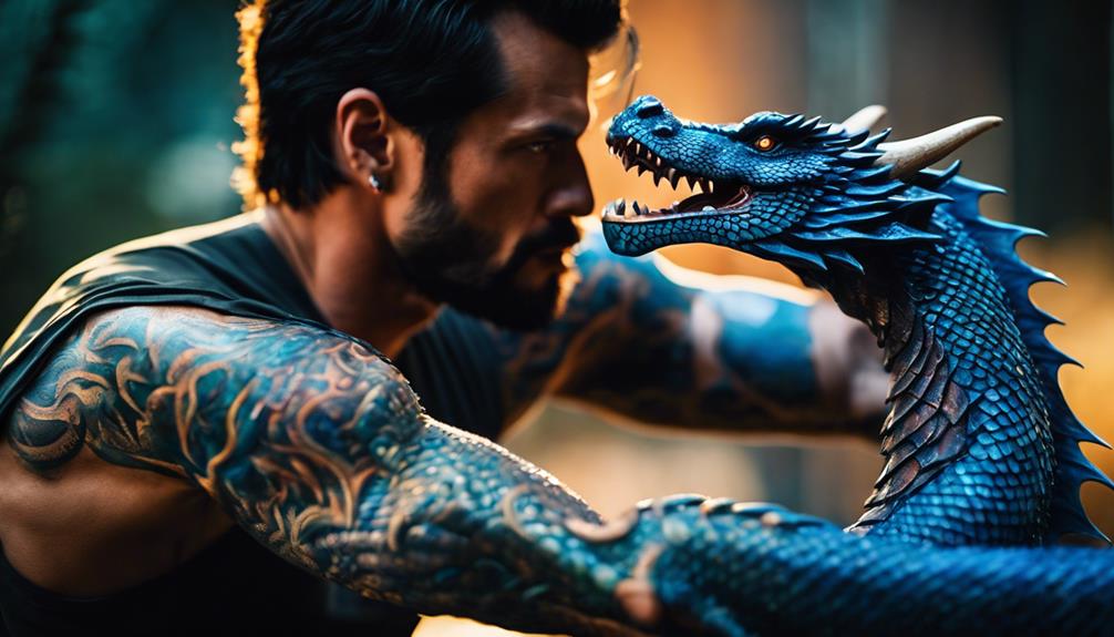 Designing Blue Dragon Hand Tattoos for Men - ai image generator
